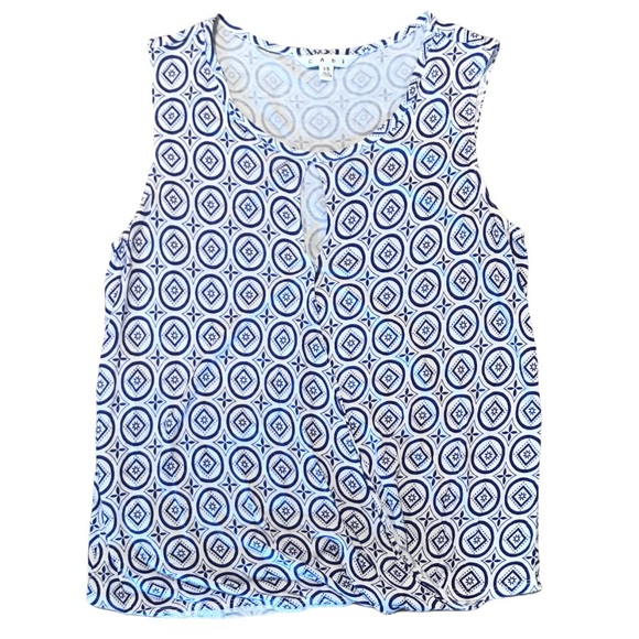 CAbi | Tops | Euc Cabi Front Cutout Blue Crossover Blouse Xs | Poshmark